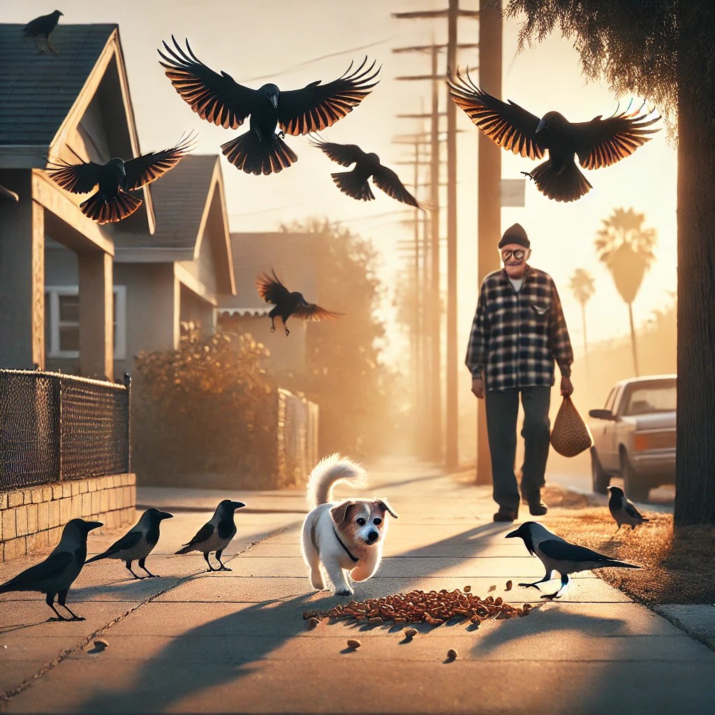 Walking Rufio with crows – Peanuts In My Pocket